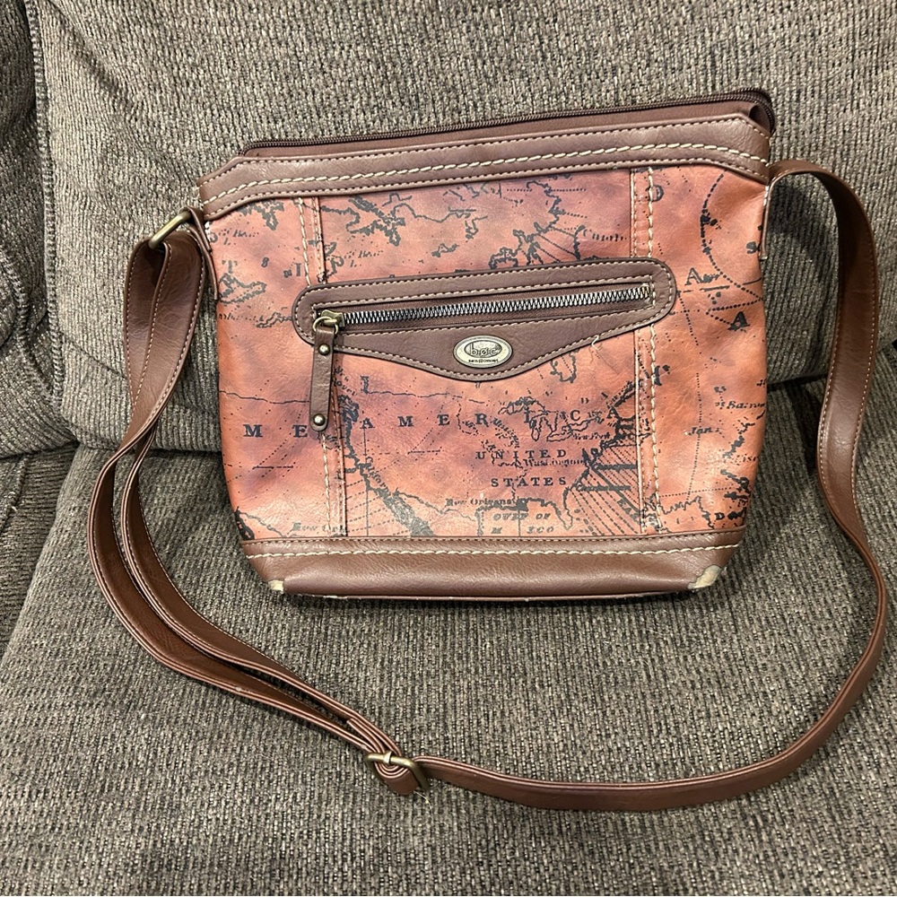 Born Concept World Map Crossbody Purse - Gem